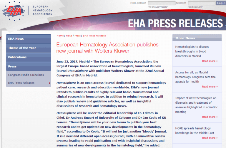 HemaSphere Is An OPEN ACCESS Journal | PV Reporter