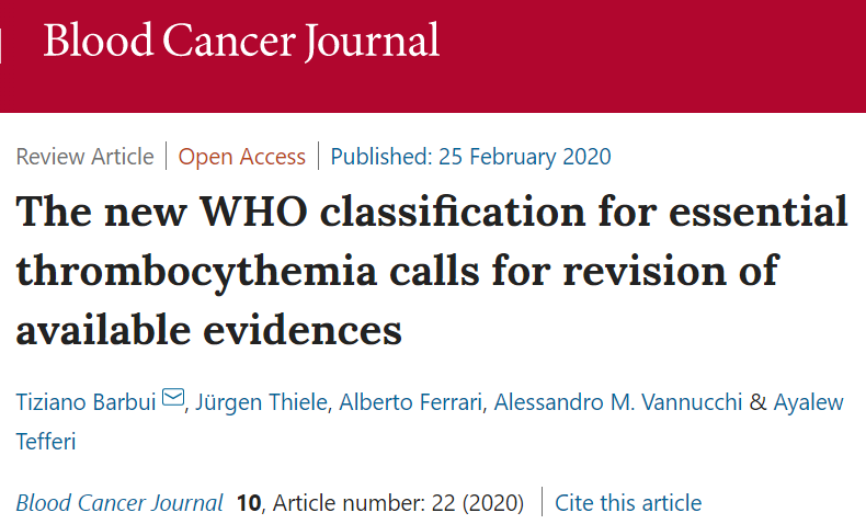 The New WHO Classification For Essential Thrombocythemia | PV Reporter